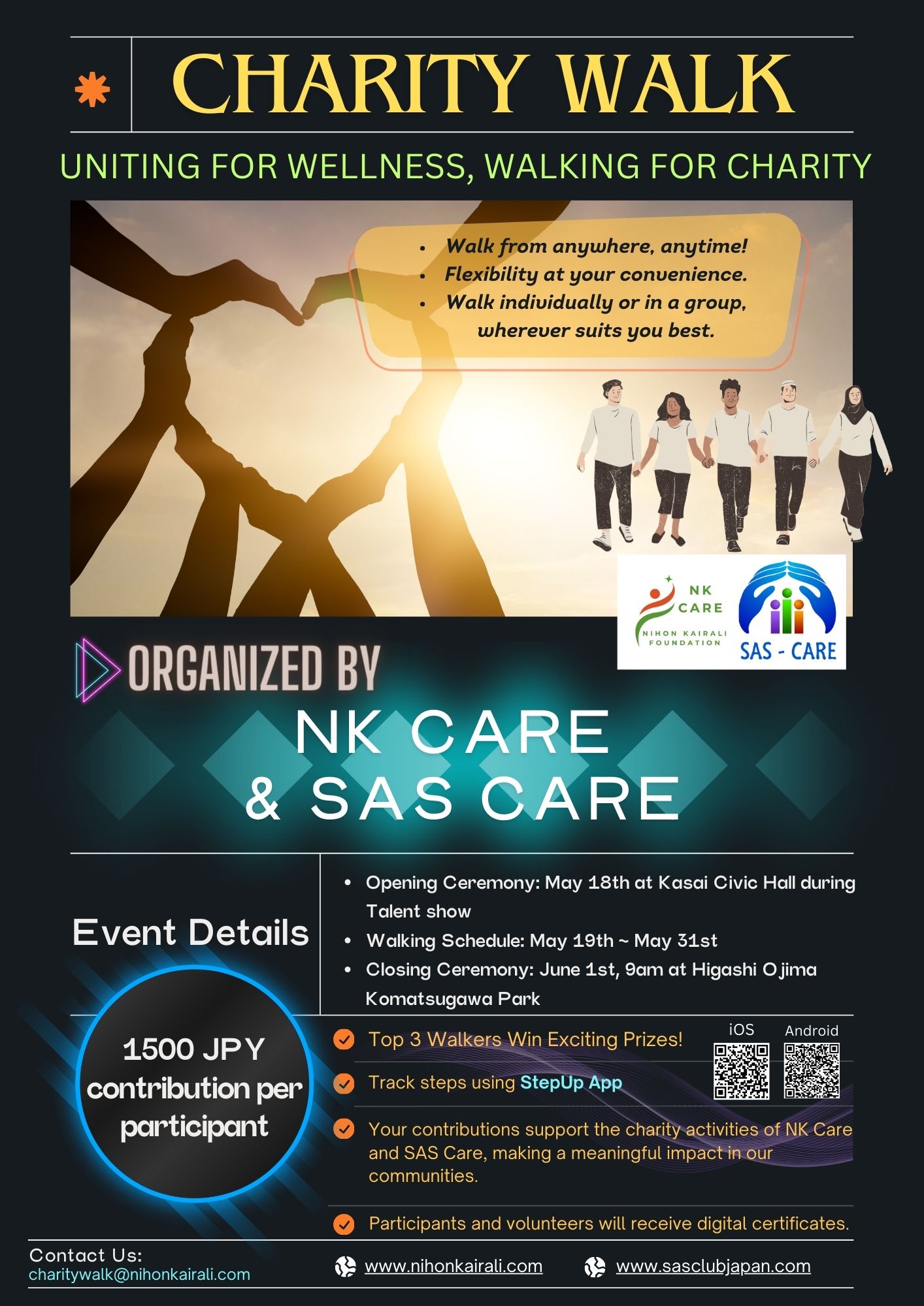 NK Care & SAS Care Charity Walkathon 2024! - Nihon Kairali - Japan Malayali (Keralite) Association